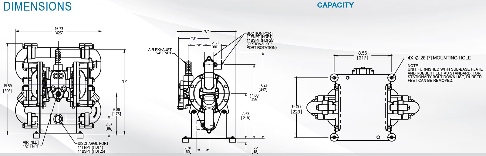 1" HDF1 / HDF25 Aluminum Flap Valve AODD Pump